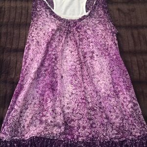 Express | Tops | Express Purple And White Floral Chiffon Tank Xs | Poshmark